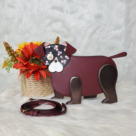 kate spade | Bags | Kate Spade Floral Pup Dog Crossbody In Cherry Wood ...